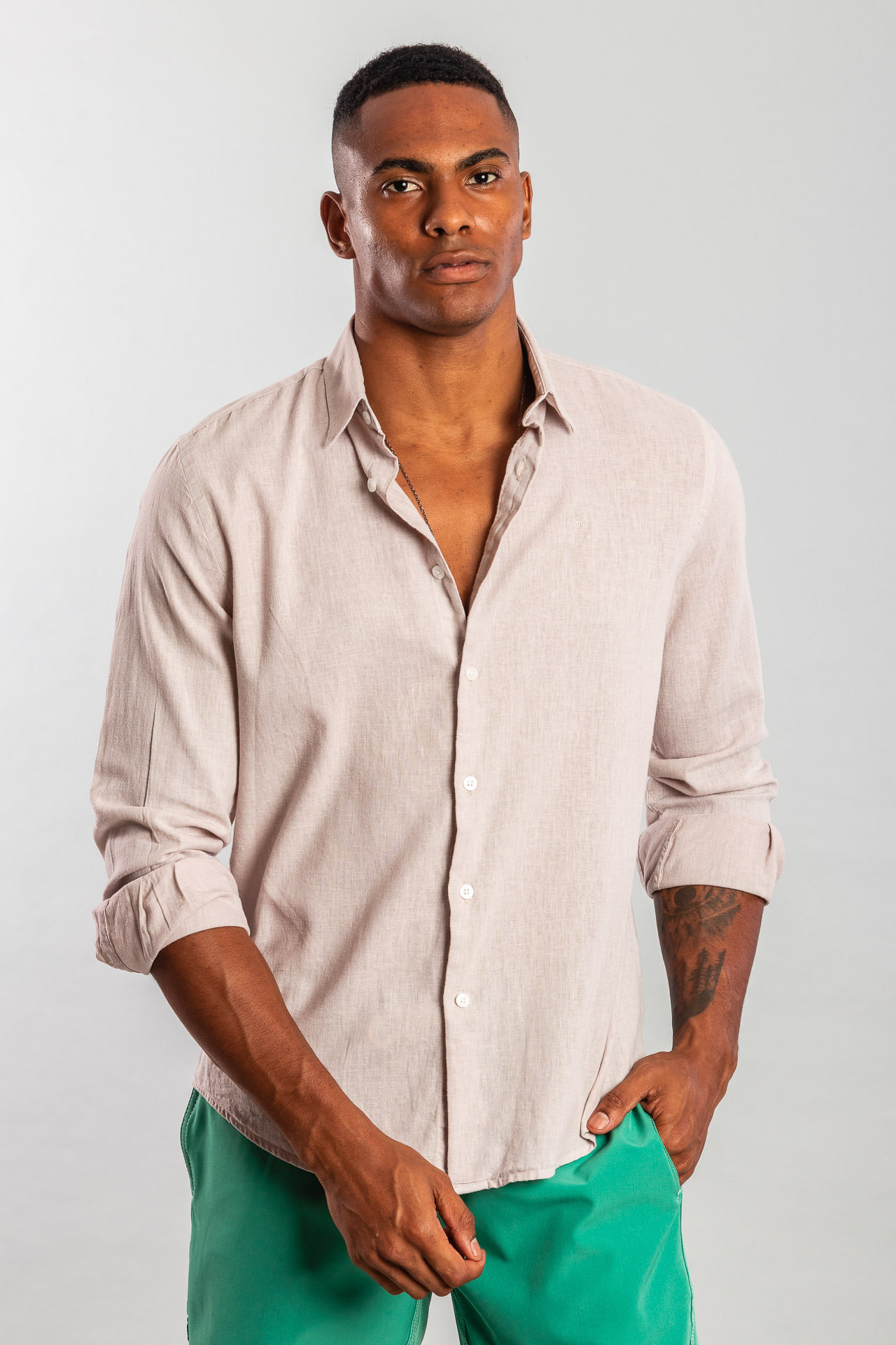 Camisa Manga Longa Linho S25 - Caqui - Sergio K.