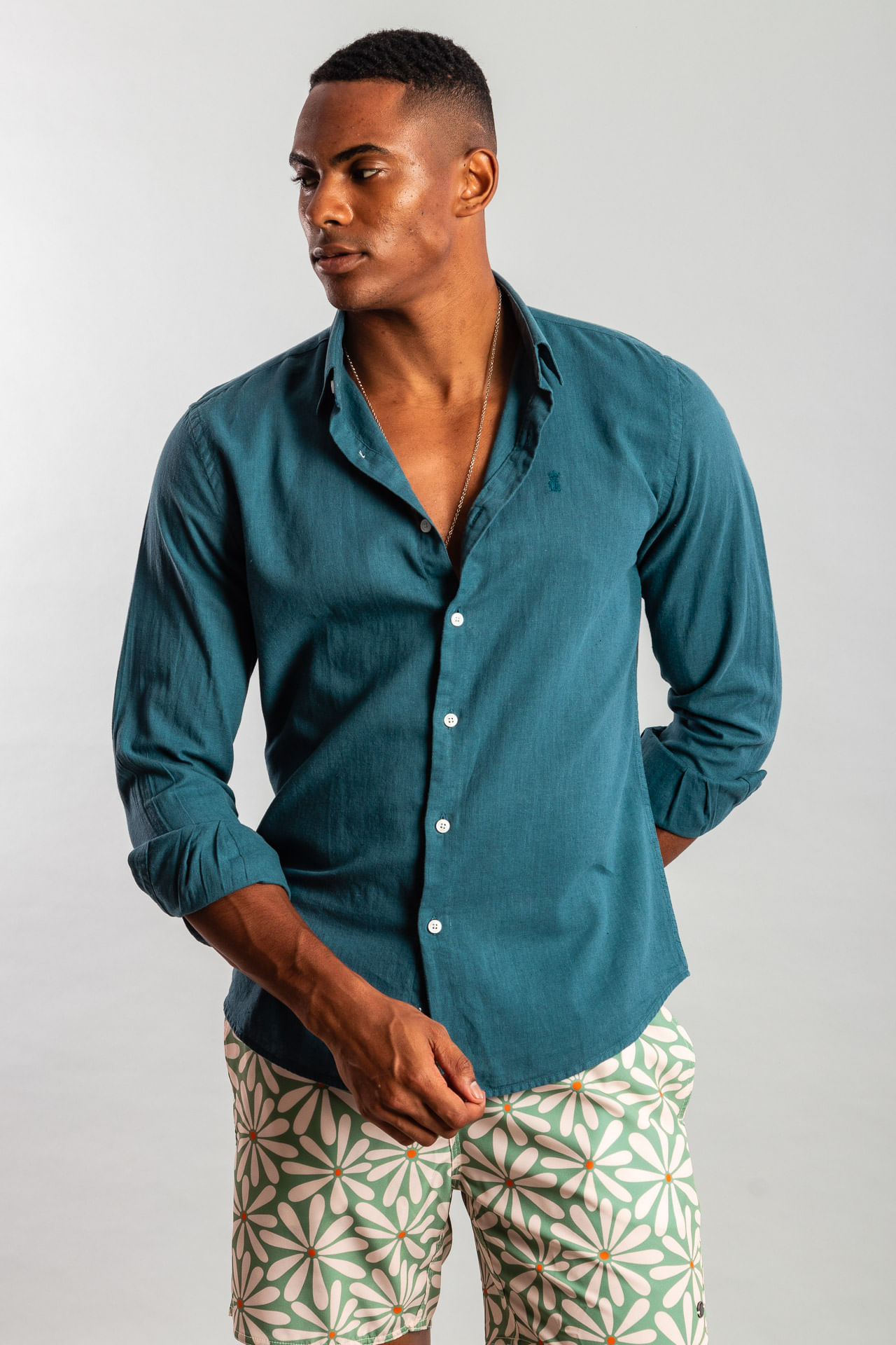 Camisa Ml Linho Sk - Marinho - Sergio K.