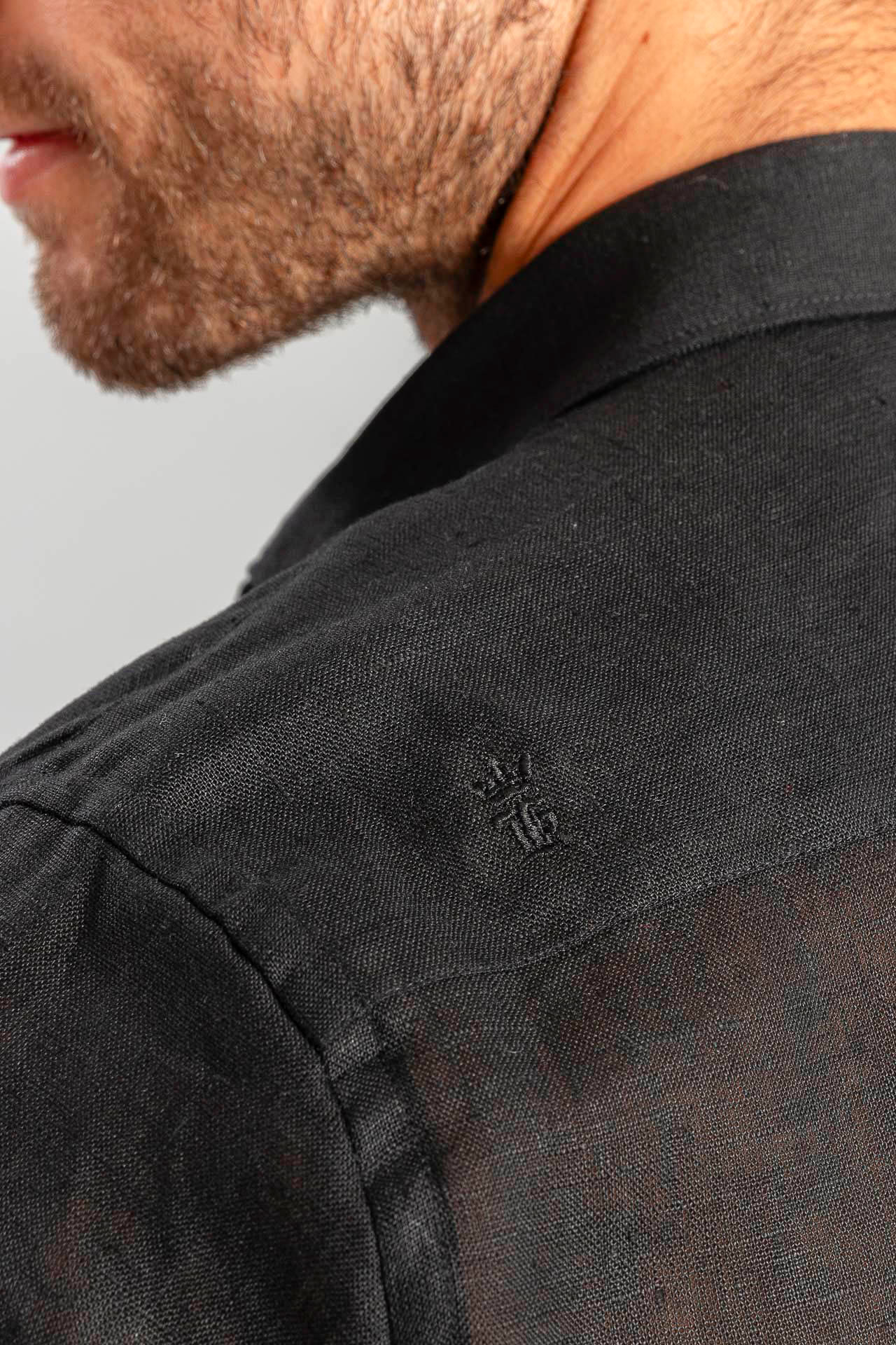 Camisa Ml Linho Puro Com Bolso - Preto - Sergio K.