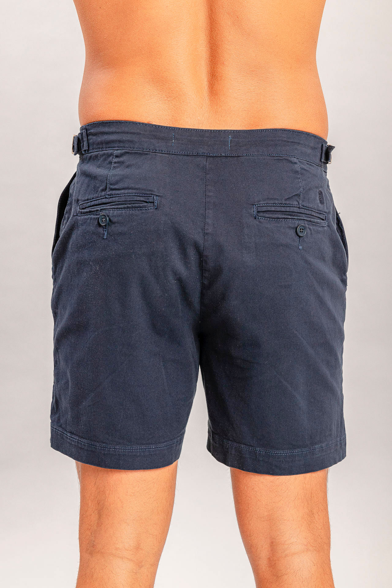 Shorts Chino Sarja Elastano Com Fivela - Marinho - Sergio K.