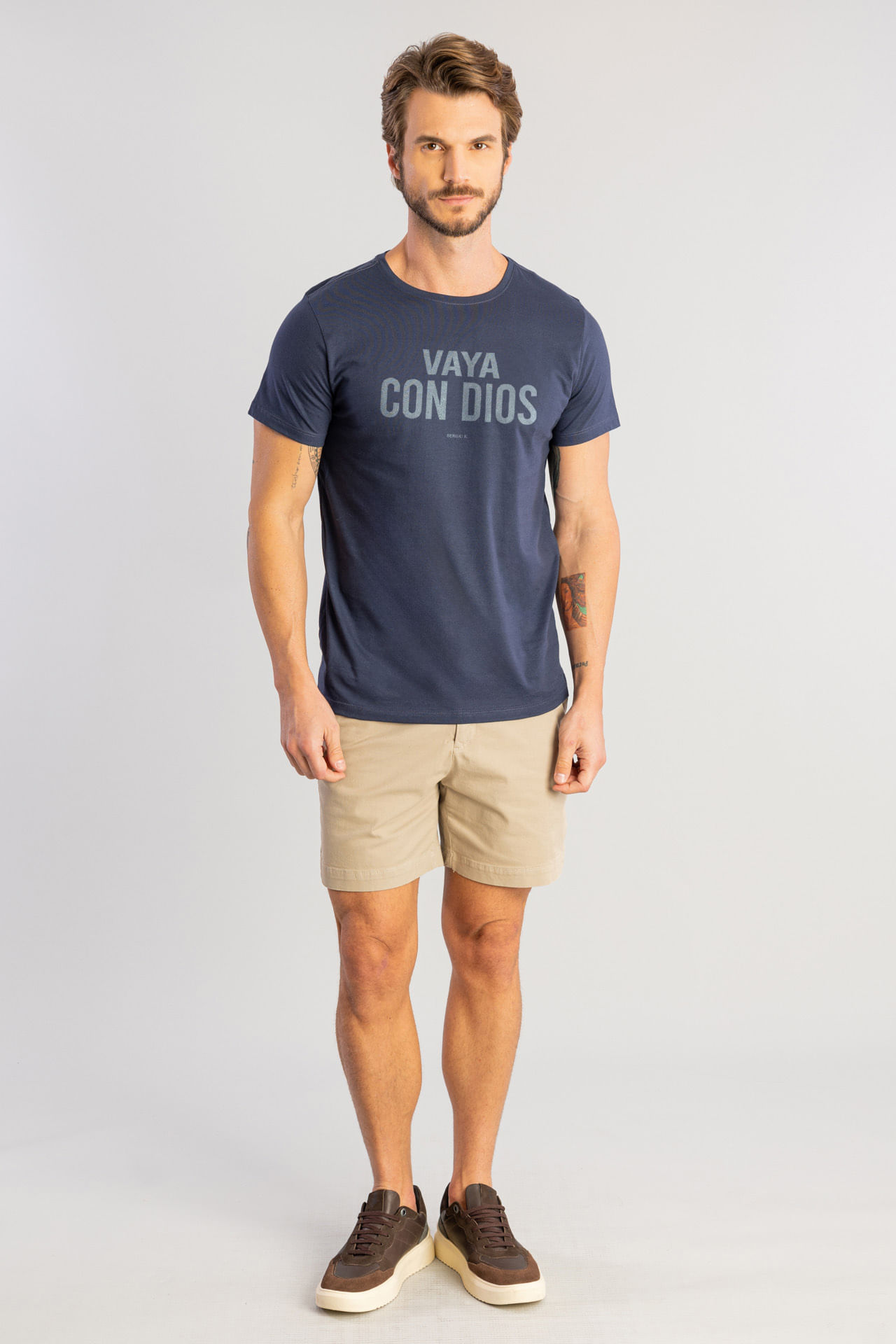 Camiseta Estampada Vaya Com Dios Bfsk - Marinho - Sergio K.